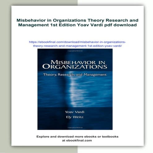 Misbehavior in Organizations Theory Research and Management 1st Edition Yoav Vardi | PDF