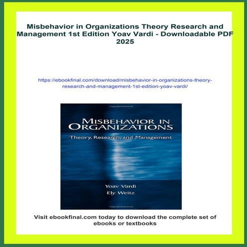 Misbehavior in Organizations Theory Research and Management 1st Edition Yoav Vardi | PDF