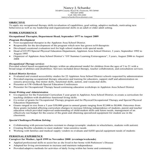 Nancy Schanke resume with faith community info | DOC