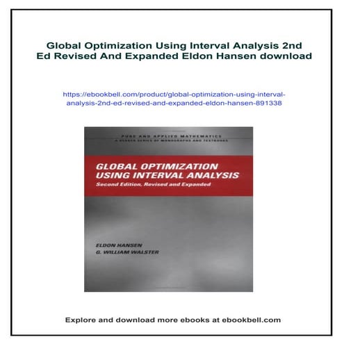 Global Optimization Using Interval Analysis 2nd Ed Revised And Expanded Eldon Hansen | PDF