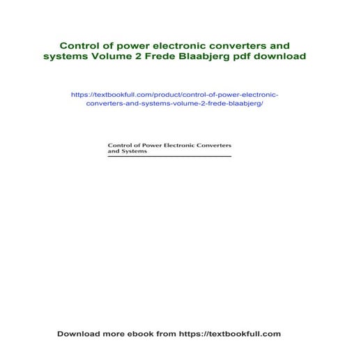 Control of power electronic converters and systems Volume 2 Frede ...