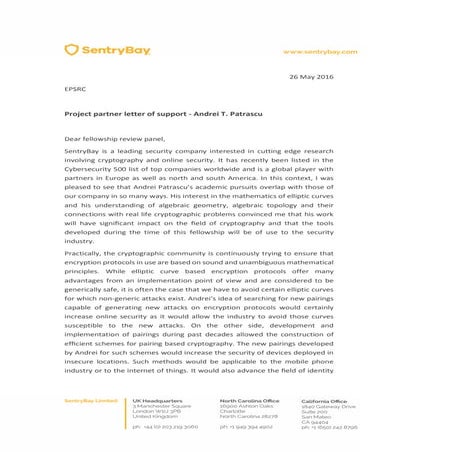 Andrei Patrascu support letter | PDF | Computing | Technology & Computing