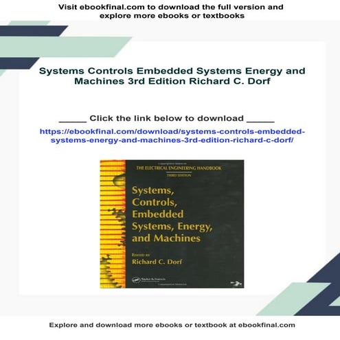 Systems Controls Embedded Systems Energy and Machines 3rd Edition Richard C. Dorf | PDF