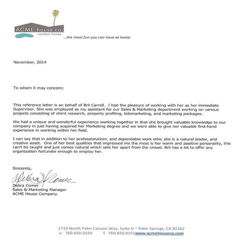 ACME Reference Letter | PDF