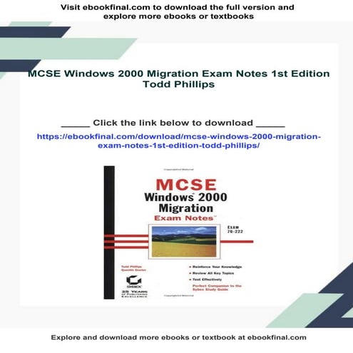 MCSE Windows 2000 Migration Exam Notes 1st Edition Todd Phillips | PDF