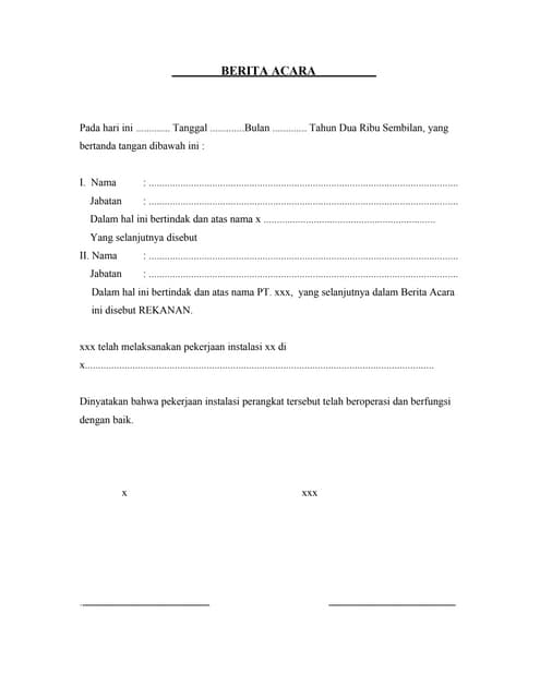 contoh surat berita acara untuk sebuah kegiatan di lembaga | PDF