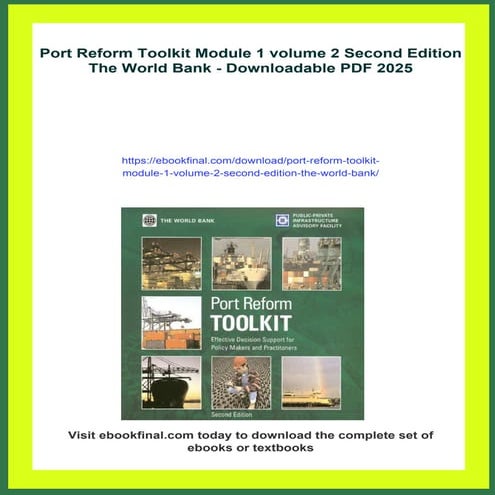 Port Reform Toolkit Module 1 volume 2 Second Edition The World Bank | PDF
