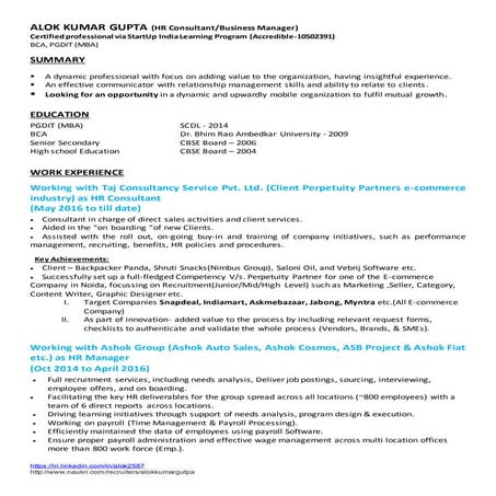 E- Resume Alok | DOCX