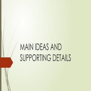 Main Idea and Supporting Details | PPT