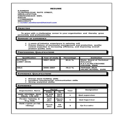 sundar resume | DOCX