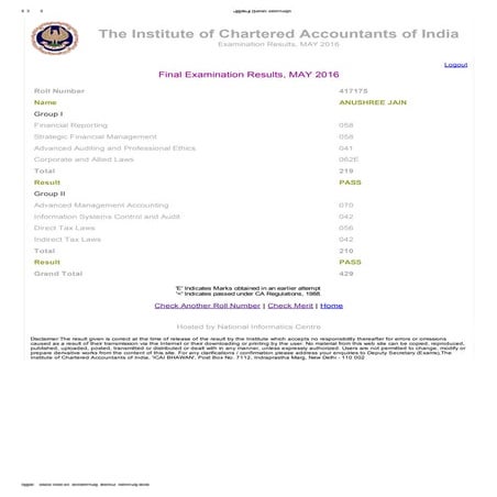 ICAI Exam Results | PDF