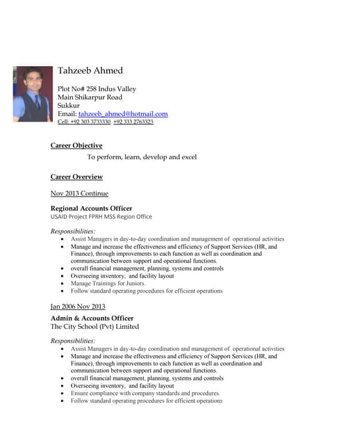 Resume for Store incharge | DOC