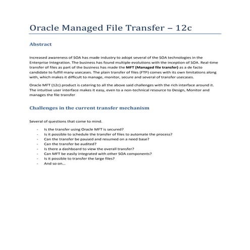 Oracle Managed File Transfer - POV | PDF