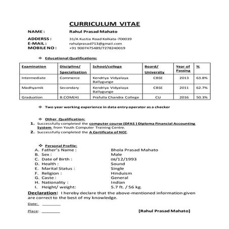 rahul cv | PDF