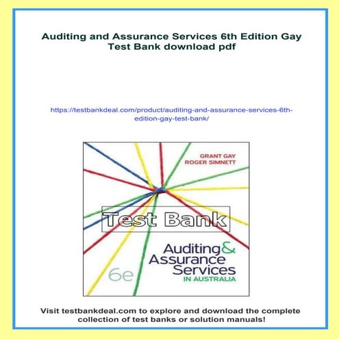 Auditing and Assurance Services 6th Edition Gay Test Bank | PDF