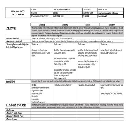 SHS Core Oral Communication curriculum guide | DOCX