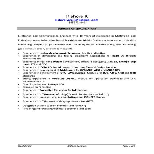KISHORE_RESUME_Ver2.0 | PDF
