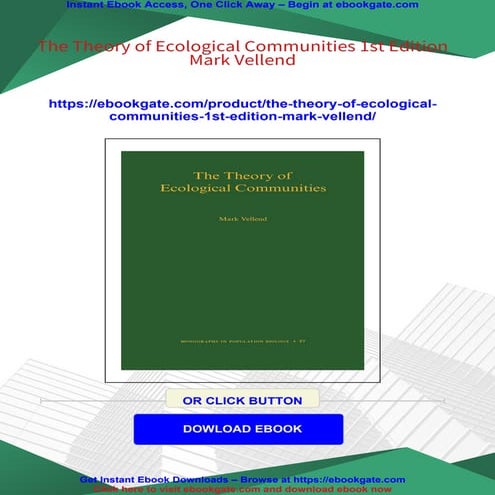 The Theory of Ecological Communities 1st Edition Mark Vellend | PDF