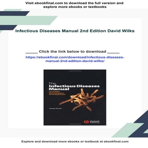 Infectious Diseases Manual 2nd Edition David Wilks | PDF
