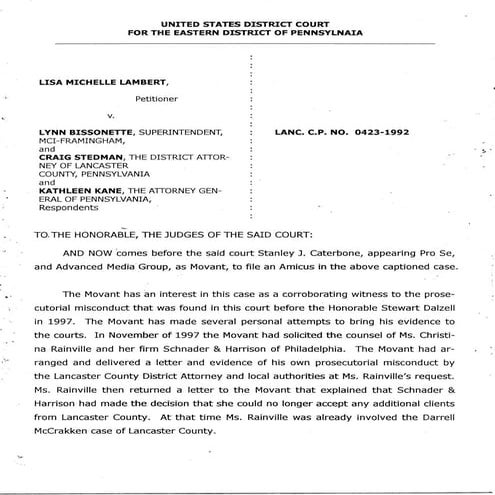 LAMBERT COVER LETTER FOR AMICI CURIAE RE HABEUS JUNE 21,2015 | PDF