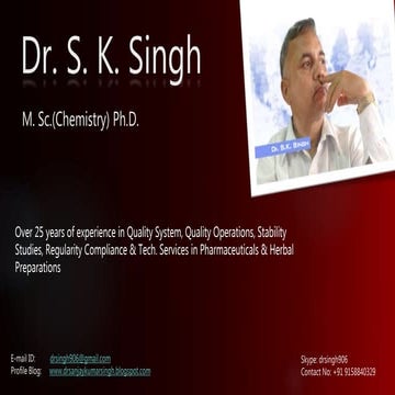 Dr. S K Singh | PPTX | Pharmaceutical Industry | Industries