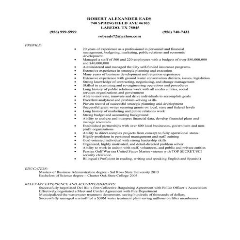 Robert Eads Resume | PDF