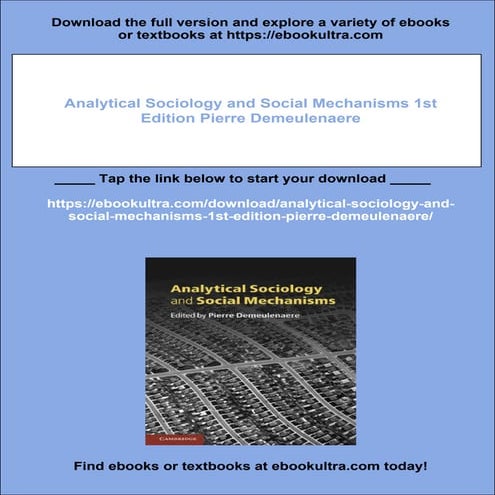 Analytical Sociology and Social Mechanisms 1st Edition Pierre ...