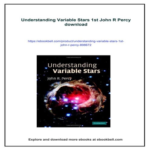Understanding Variable Stars 1st John R Percy | PDF