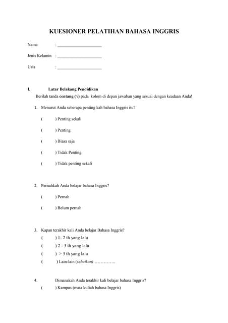 Needs analysis questionnaire | DOCX