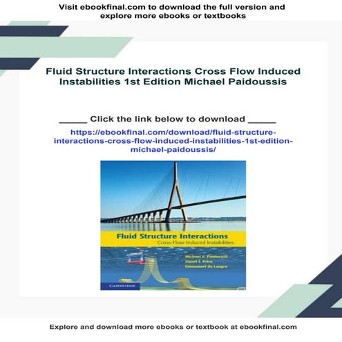 Fluid Structure Interactions Cross Flow Induced Instabilities 1st Edition Michael Paidoussis | PDF