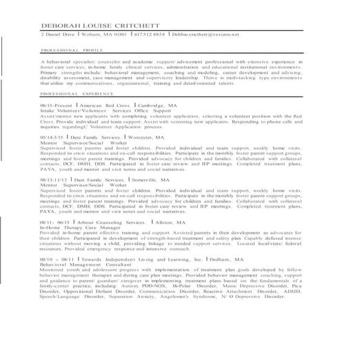 Debbie Critchett Resume 20160105 | PDF