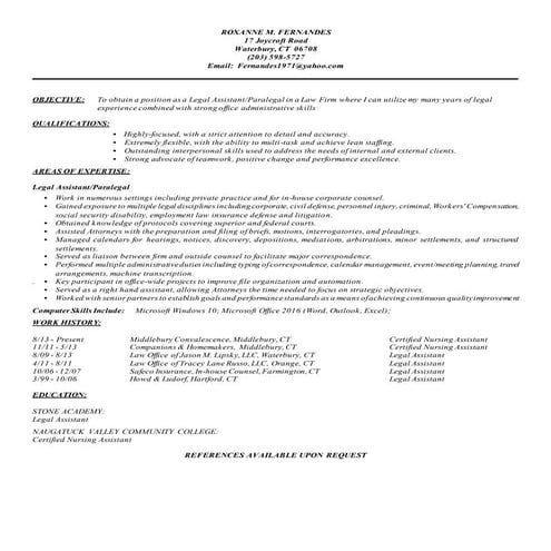R. Fernandes Resume (Legal) | DOCX