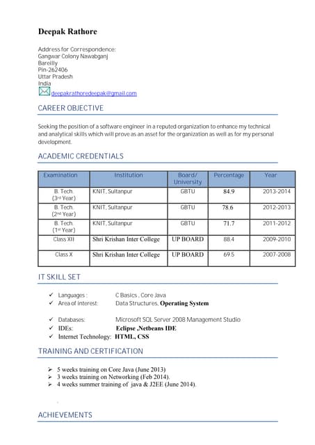 naveen Resume (DotNet 1+ Year of Exp) | PDF