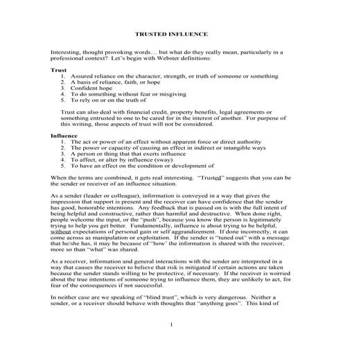 TRUSTED INFLUENCE | DOC