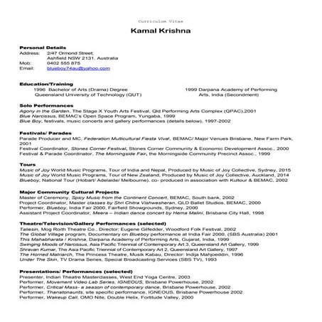 Kamal Krishna CV | PDF