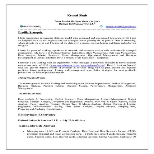 Krunal Shah CV | DOCX