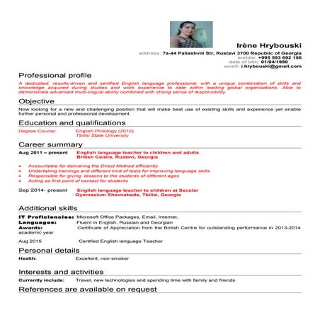 Resume Irene Hrybouski | DOC