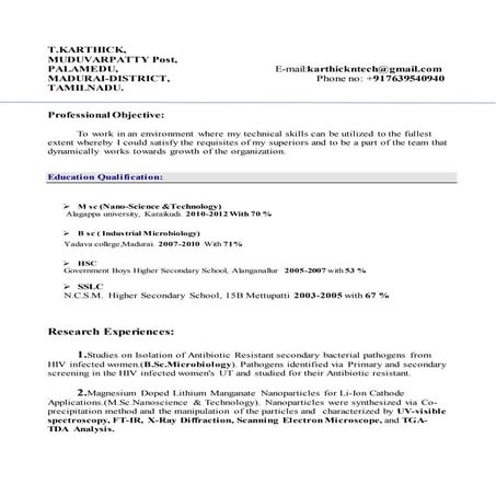 resume karthick | PDF