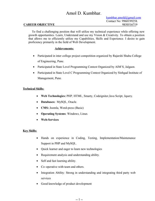 Internship on web development | PPT