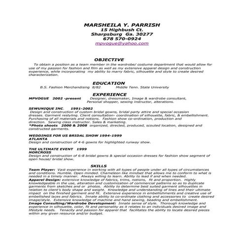 wardrobe resume | PDF