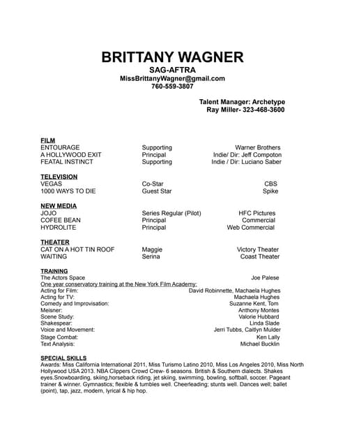 Connor Lawrence Actor Resumé | PDF