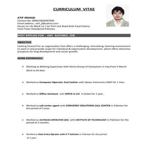 CV atif irshad | DOC