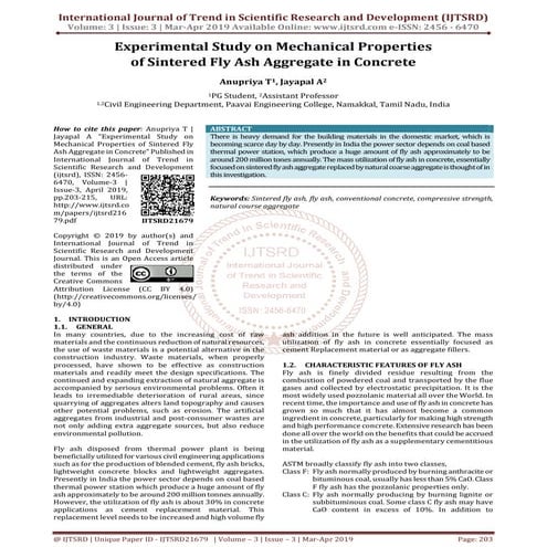Experimental Study on Mechanical Properties of Sintered Fly Ash ...