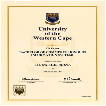 BCOM Hons (IS) - Certificate | PDF