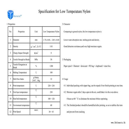 Low Temperature Nylon Spec and contrast testing | PDF