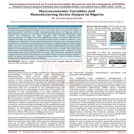 Macroeconomic Variables and Manufacturing Sector Output in Nigeria | PDF