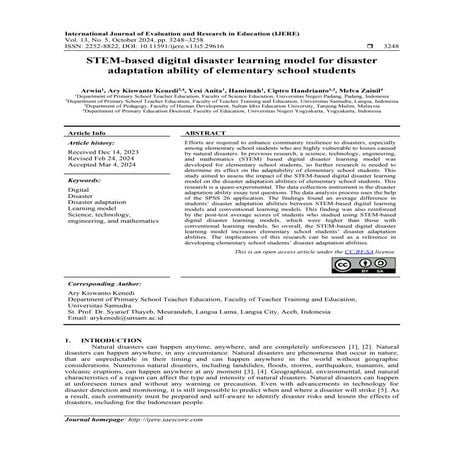 STEM-based digital disaster learning model for disaster adaptation ...
