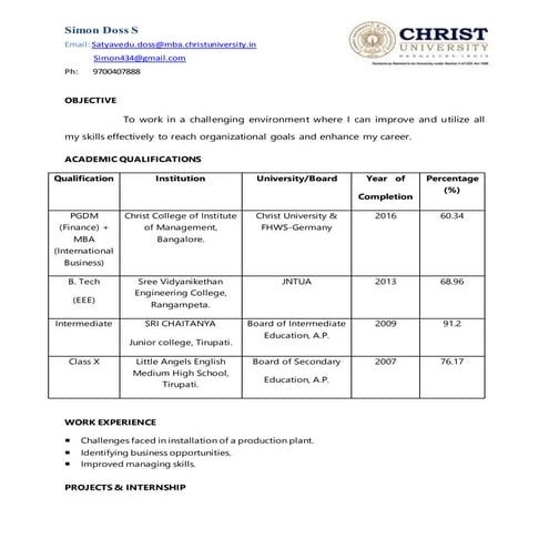 Simon Doss Resume | PDF