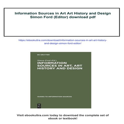 Information Sources in Art Art History and Design Simon Ford (Editor) | PDF