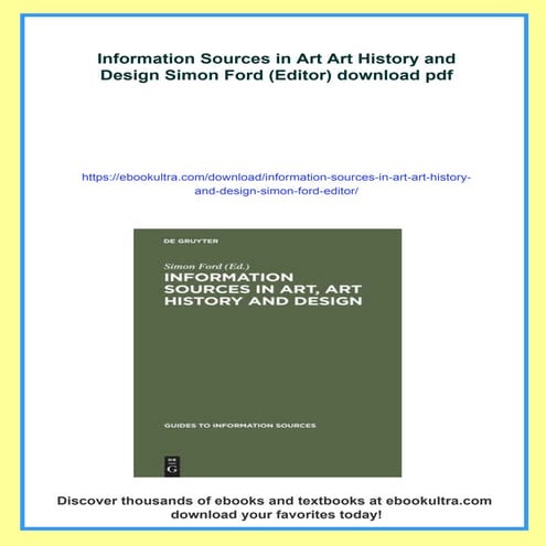 Information Sources in Art Art History and Design Simon Ford (Editor) | PDF